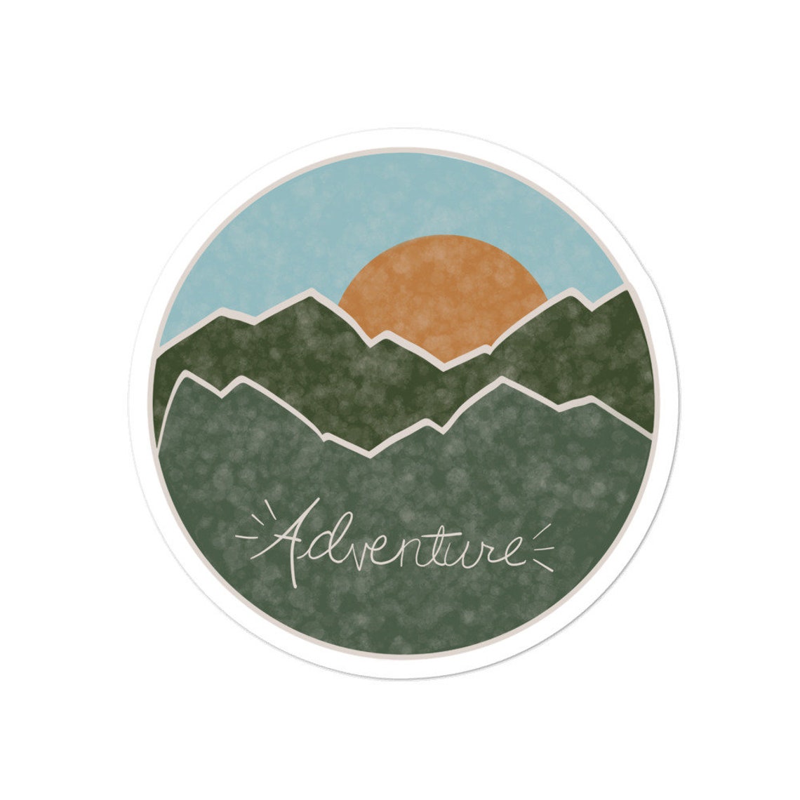Mountain Range Sticker Watercolor Sun Design Adventure - Etsy