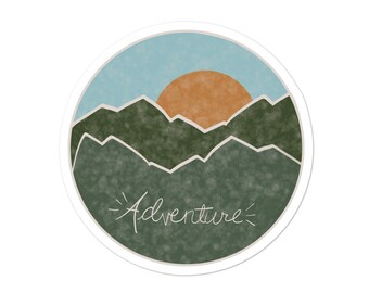 Mountain Range Sticker Water Color Sticker Sun and Mountain - Etsy