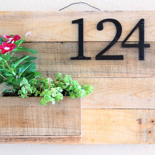 Address Sign Planter Vertical Reclaimed Wood Home Address - Etsy