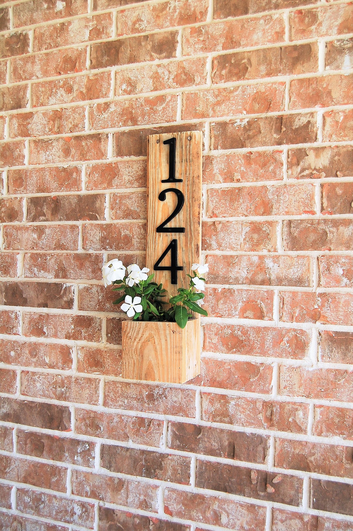 Address Sign Planter Vertical- Reclaimed Wood, Home Address Display ...