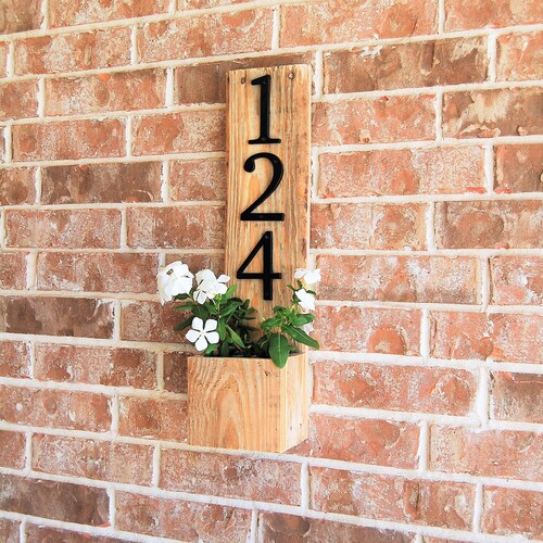 Address Sign Planter Vertical Reclaimed Wood Home Address - Etsy