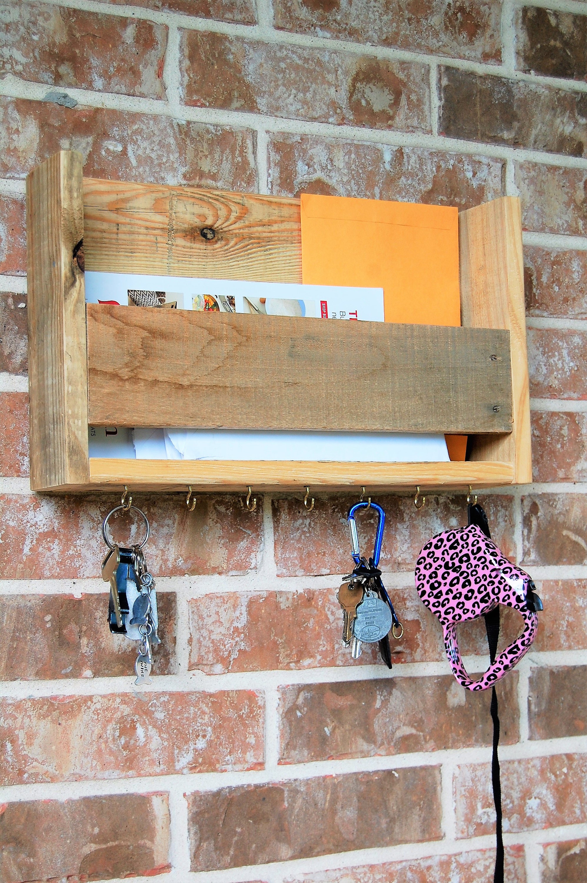 Rustic Mail Holder / Organizer and Key Hanger Made Out of Reclaimed ...