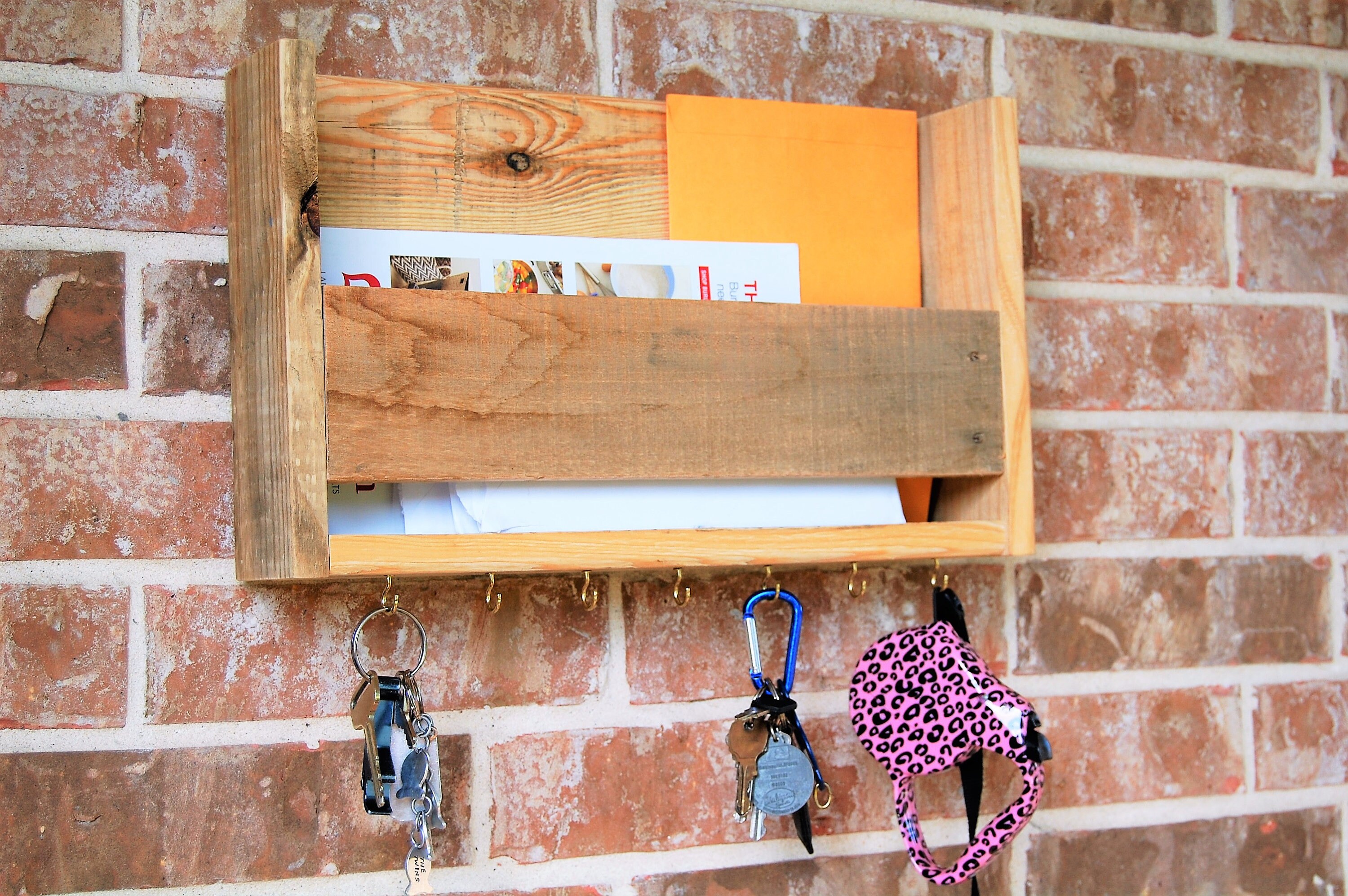 Rustic Mail Holder / Organizer and Key Hanger Made Out of Reclaimed ...