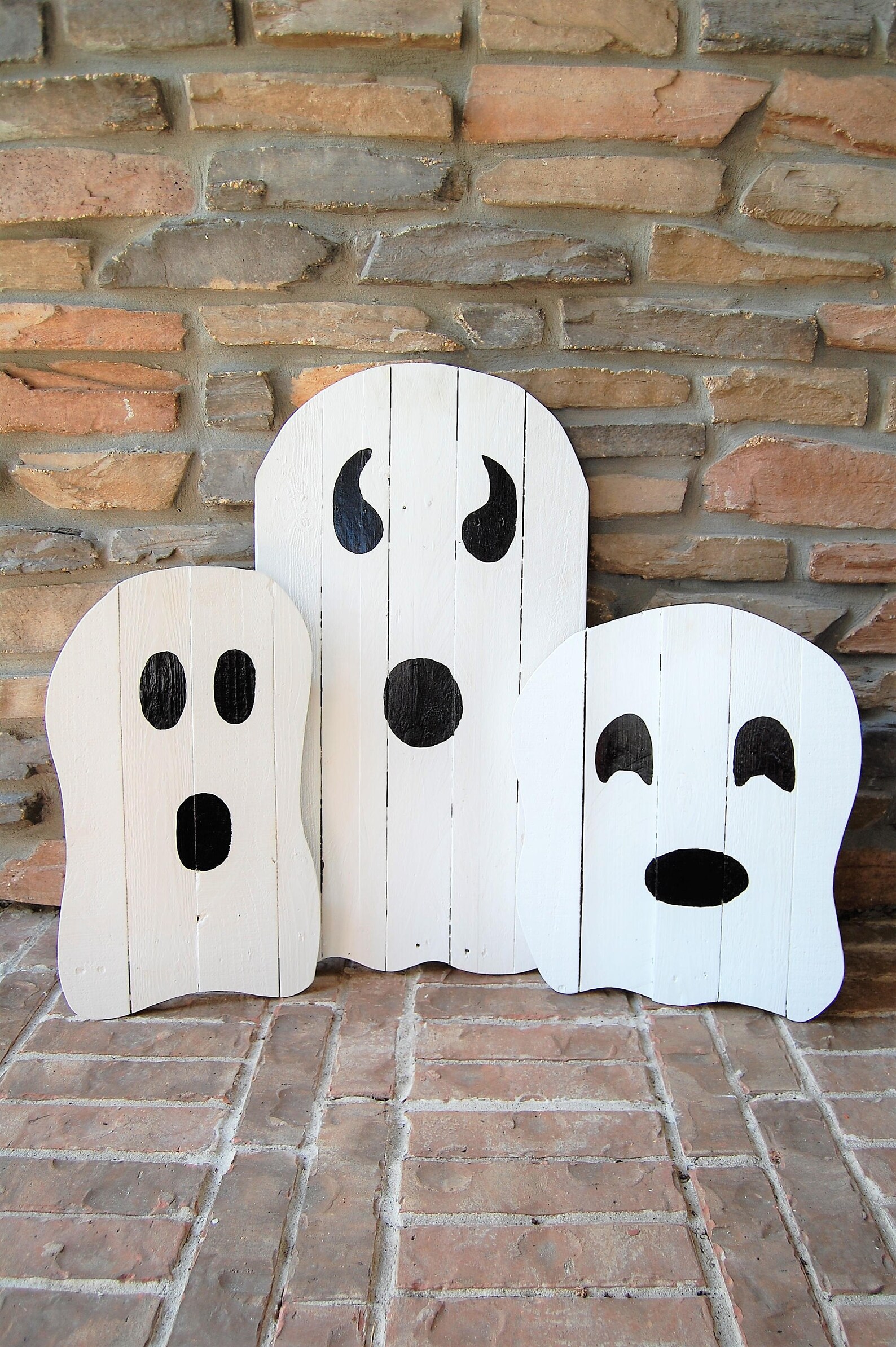 Set of 3 Halloween Ghost Home Yard Decorations Made From Reclaimed Wood ...