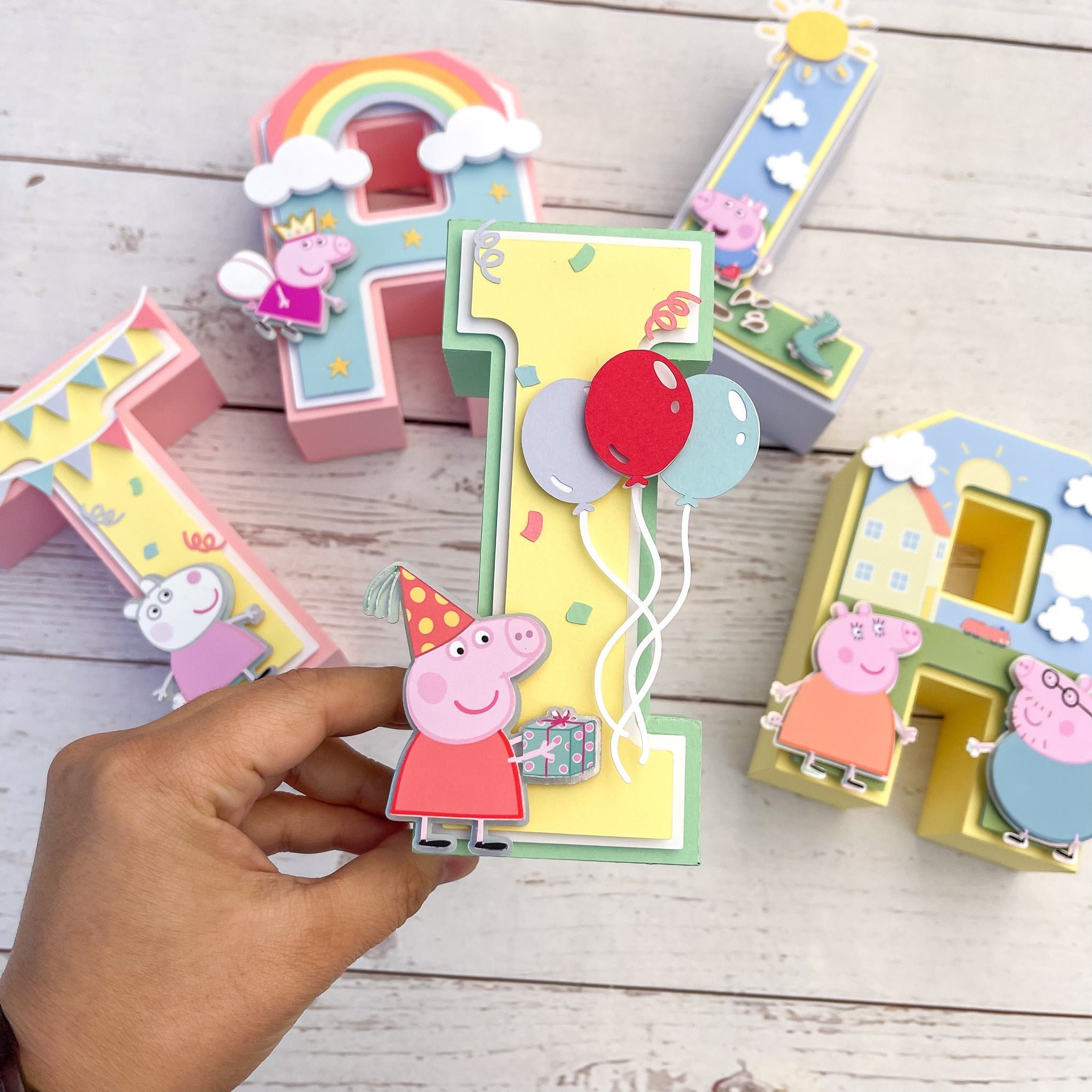 Peppa Pig 3D Letter Cardstock Paper Number Custom Name | Etsy Australia