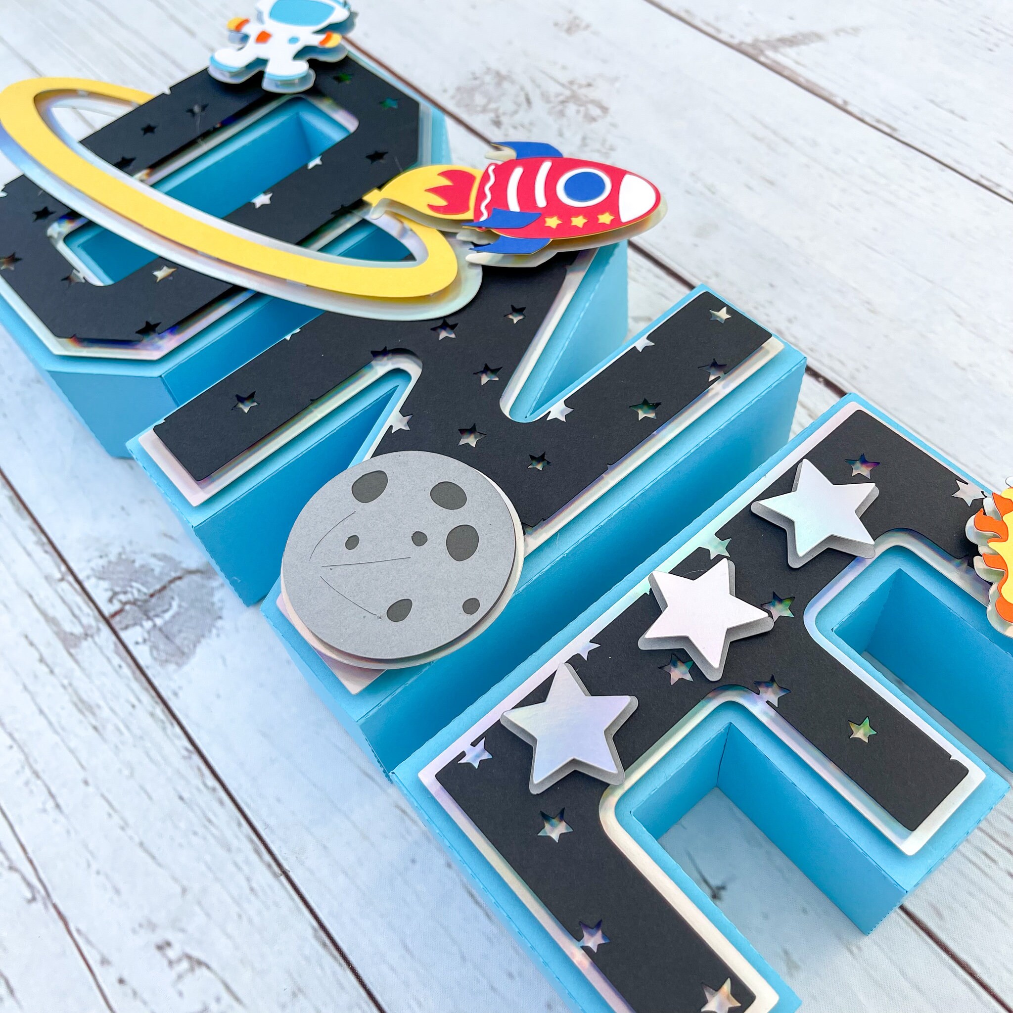 Space Planets Astronaut 3D Letter Cardstock Paper Number - Etsy UK