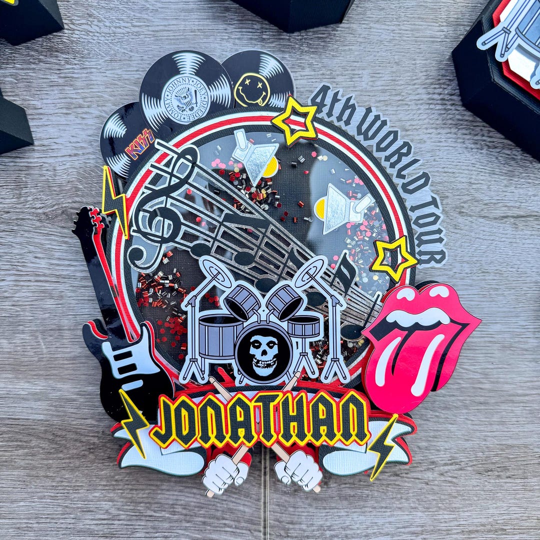 Rock and Roll Themed Party Package, Custom 3d Name, Custom Cake Topper ...