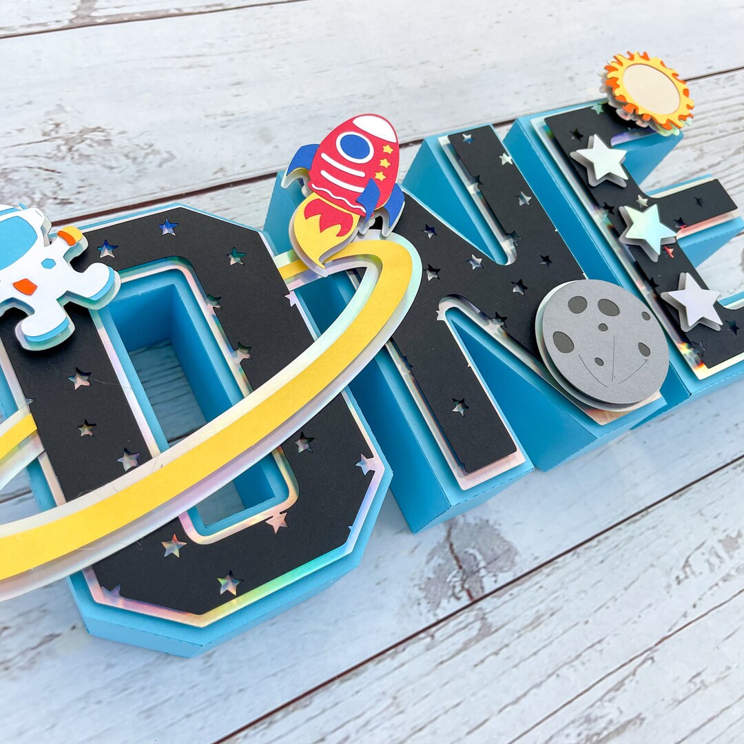 Space Planets Astronaut 3D Letter Cardstock Paper. Space Birthday ...