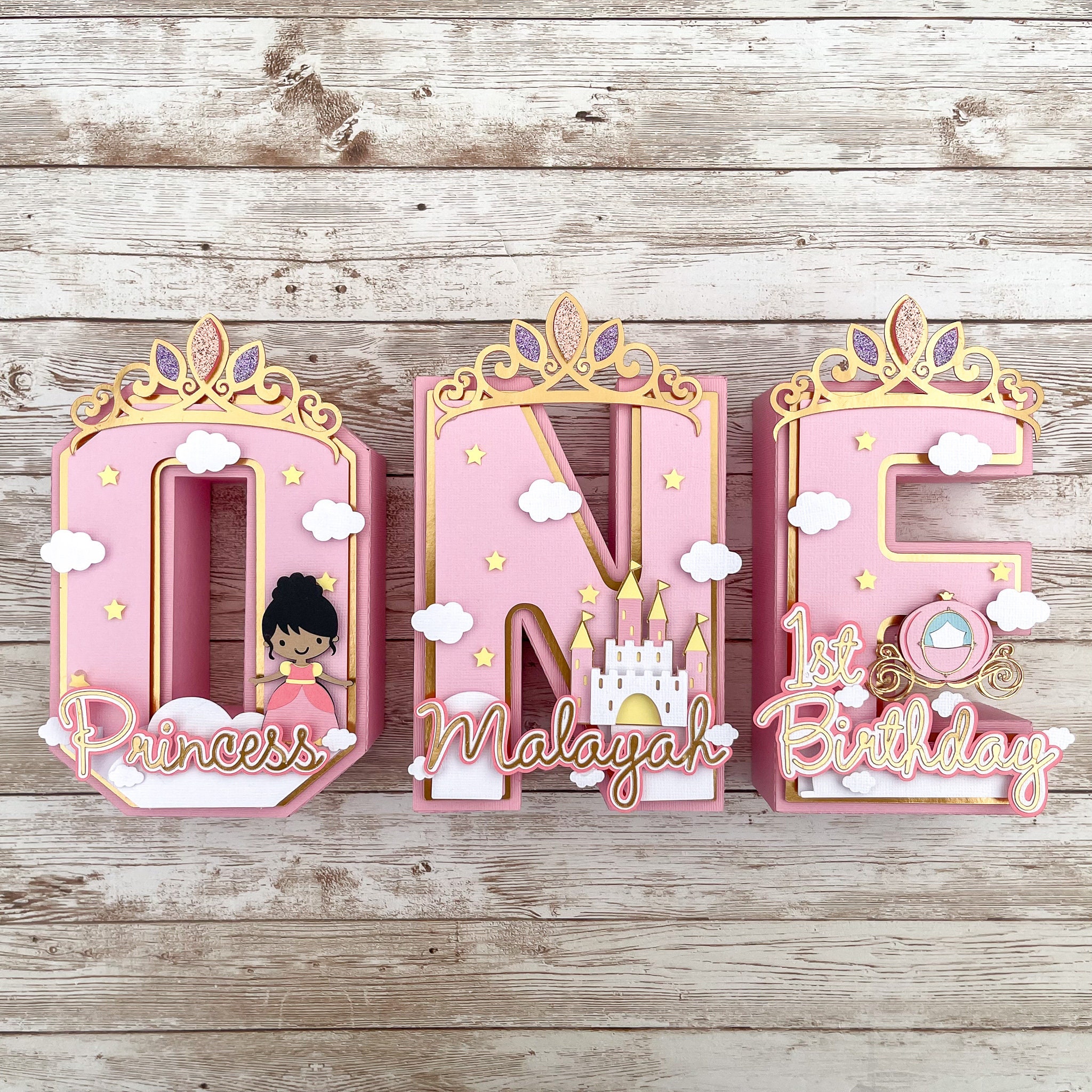 Princess 3D Letter, Princess Birthday, Princess Party, Cardstock Paper ...