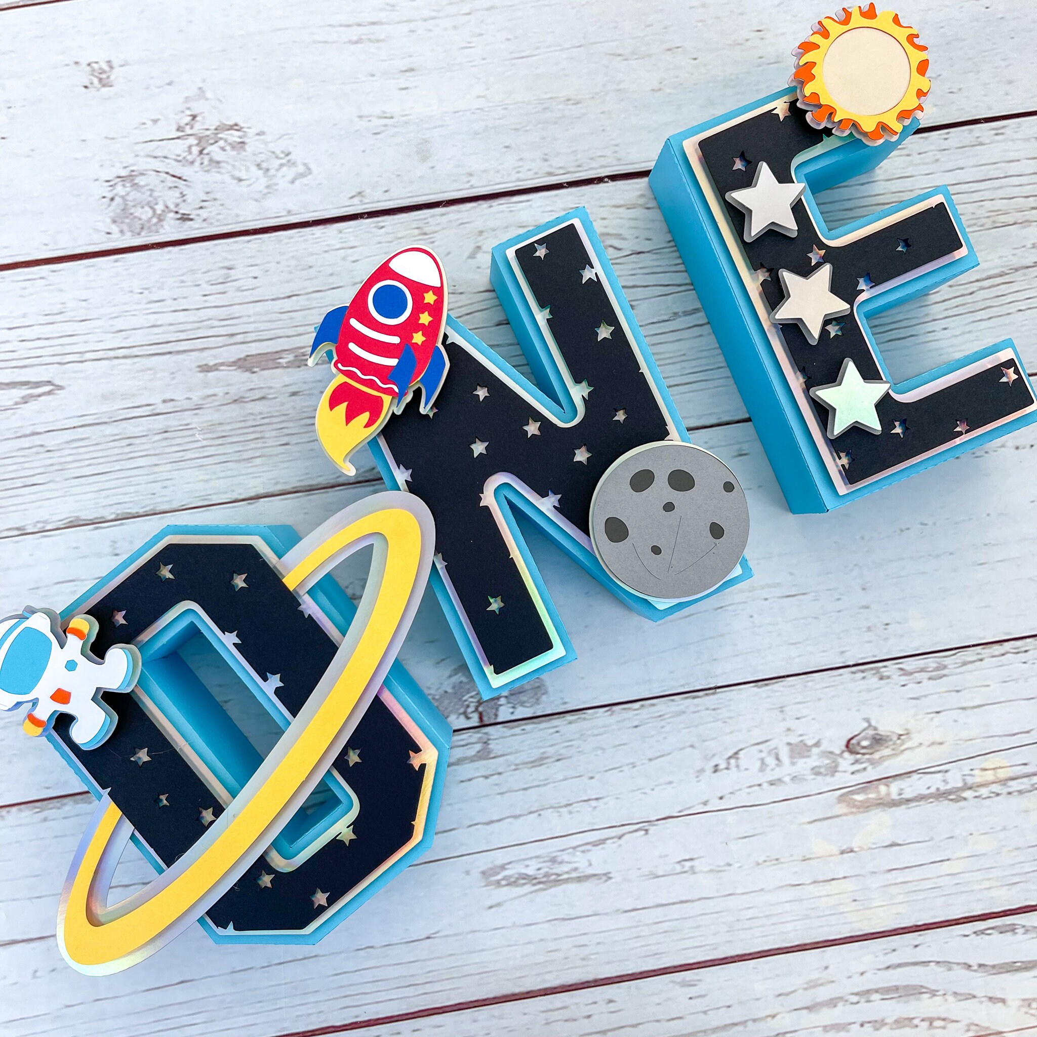 Space Planets Astronaut 3D Letter Cardstock Paper Number - Etsy UK