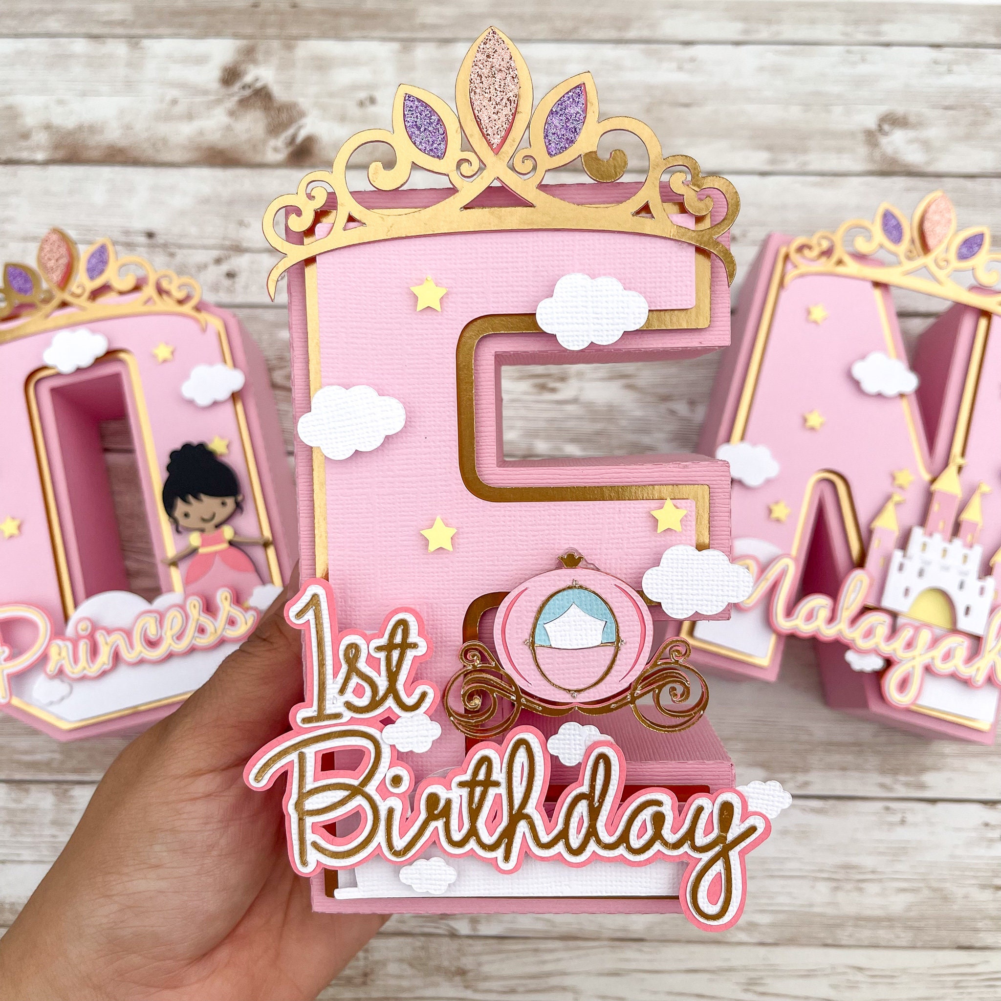 Princess 3D Letter, Princess Birthday, Princess Party, Cardstock Paper ...