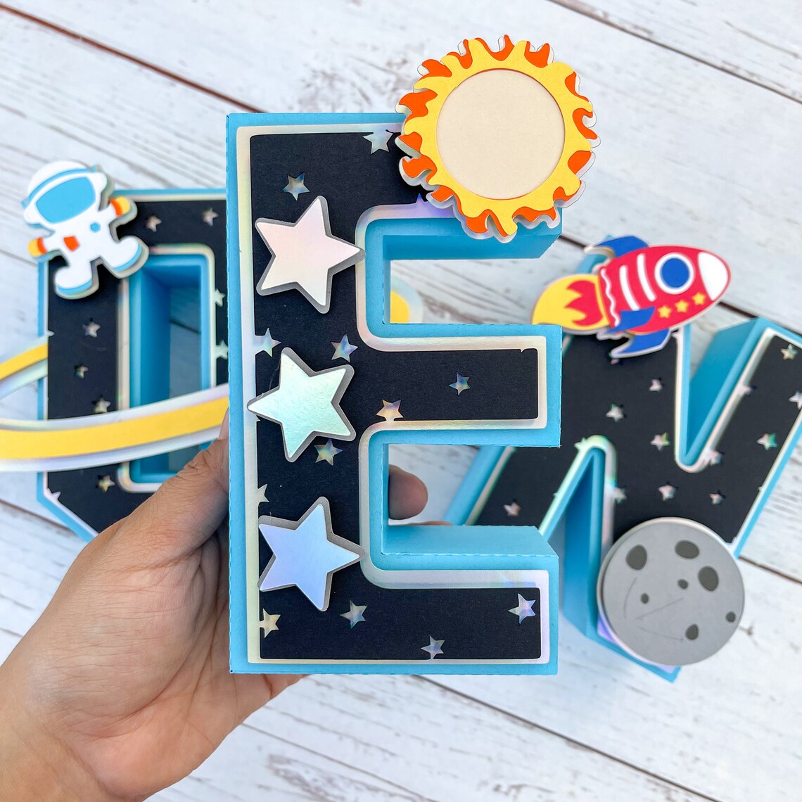 Space Planets Astronaut 3D Letter Cardstock Paper Number - Etsy UK