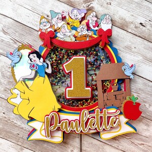 Snow White Cake Topper, Princess Birthday, Shaker Cake Topper, Princess ...