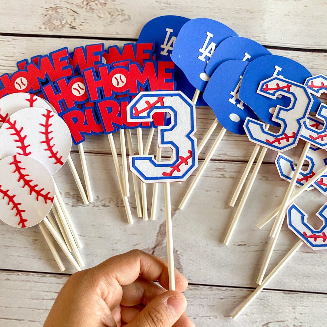 Baseball Themed Cupcake Toppers Dodgers Sports - Etsy