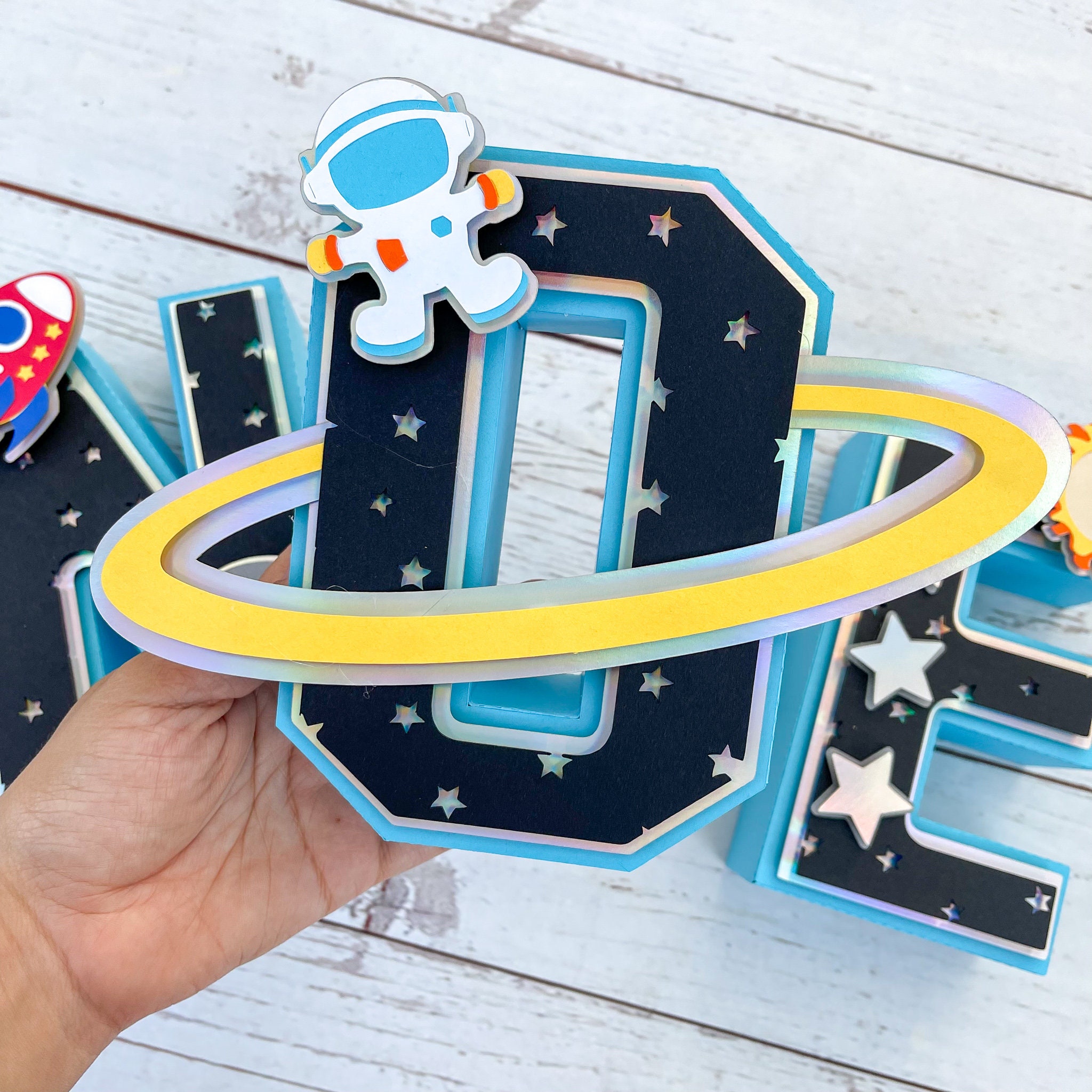Space Planets Astronaut 3D Letter Cardstock Paper Number - Etsy UK