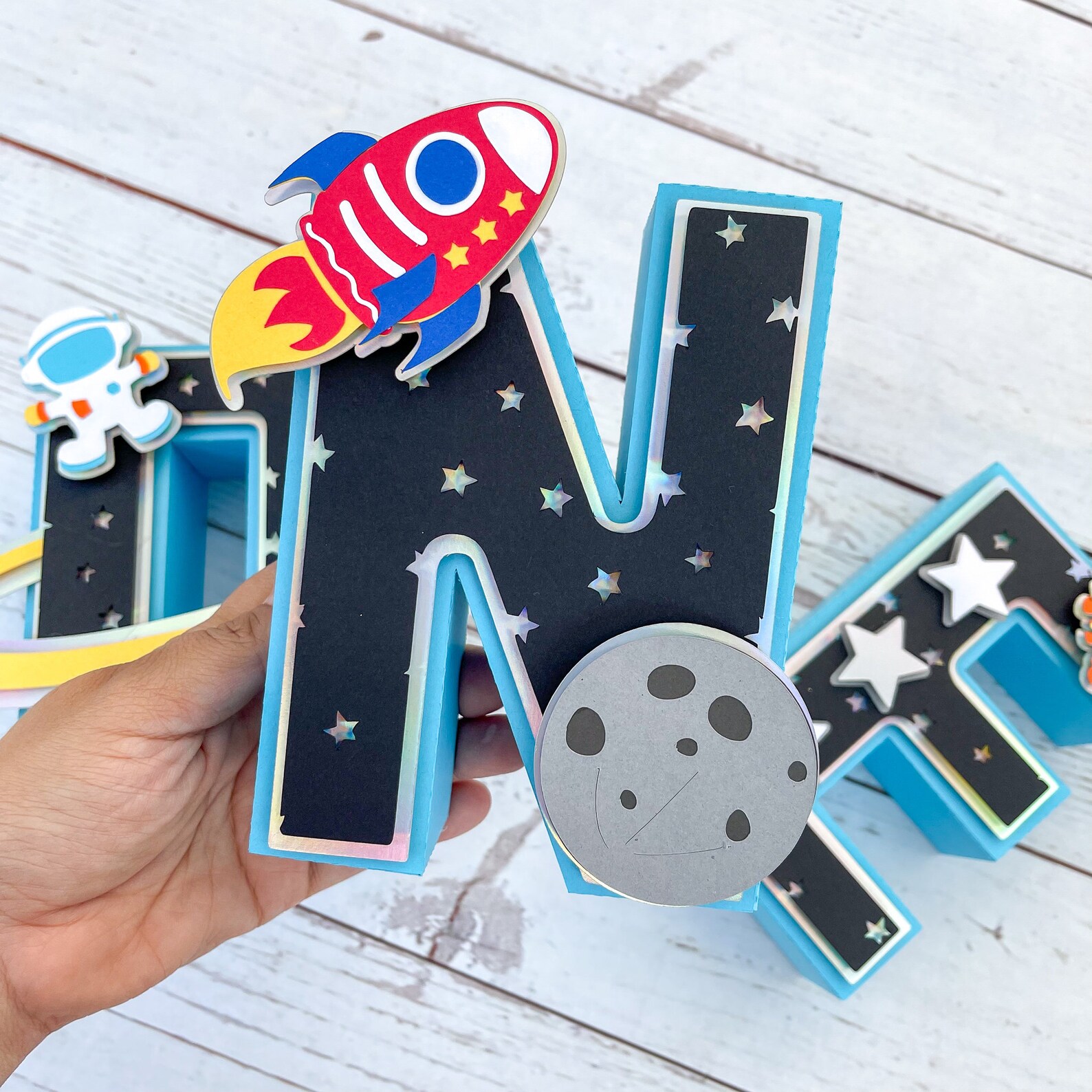 Space Planets Astronaut 3D Letter Cardstock Paper Number - Etsy