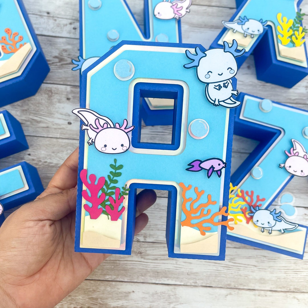 Axolotl 3D Letter, Axolotl Birthday, Axolotl Party, Axolotl Decorations ...