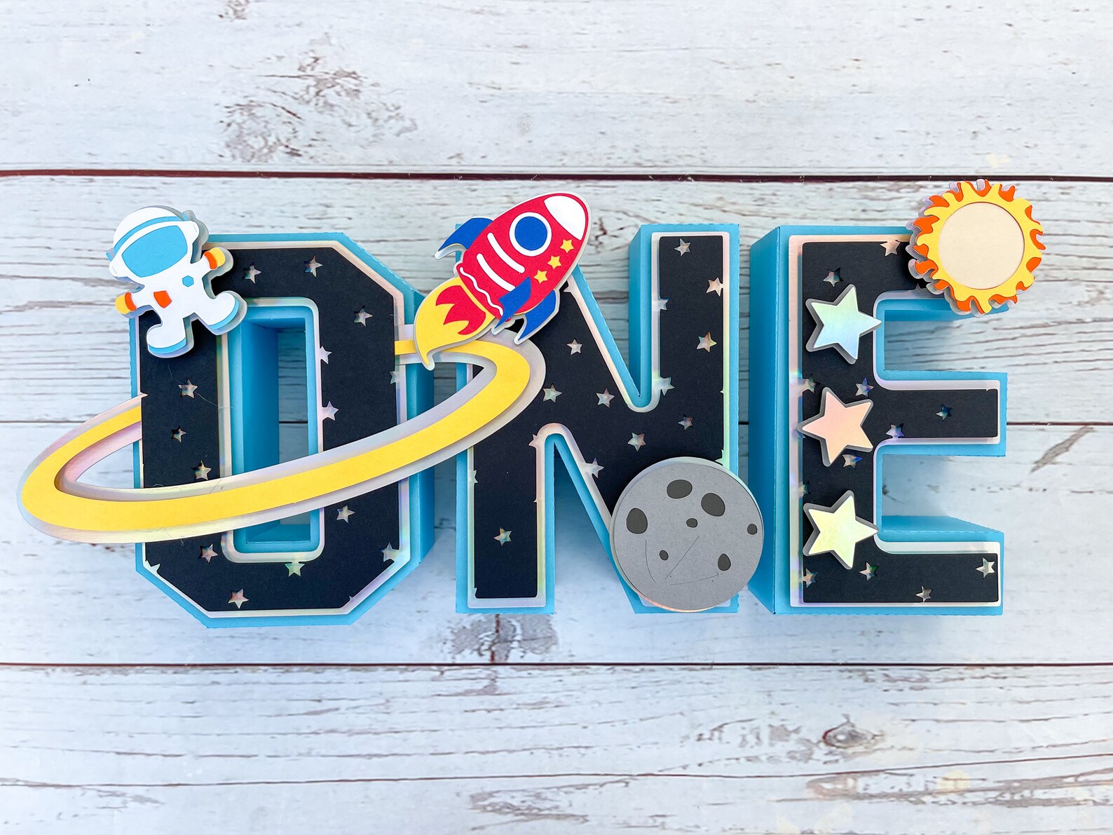 Space Planets Astronaut 3D Letter Cardstock Paper Number - Etsy