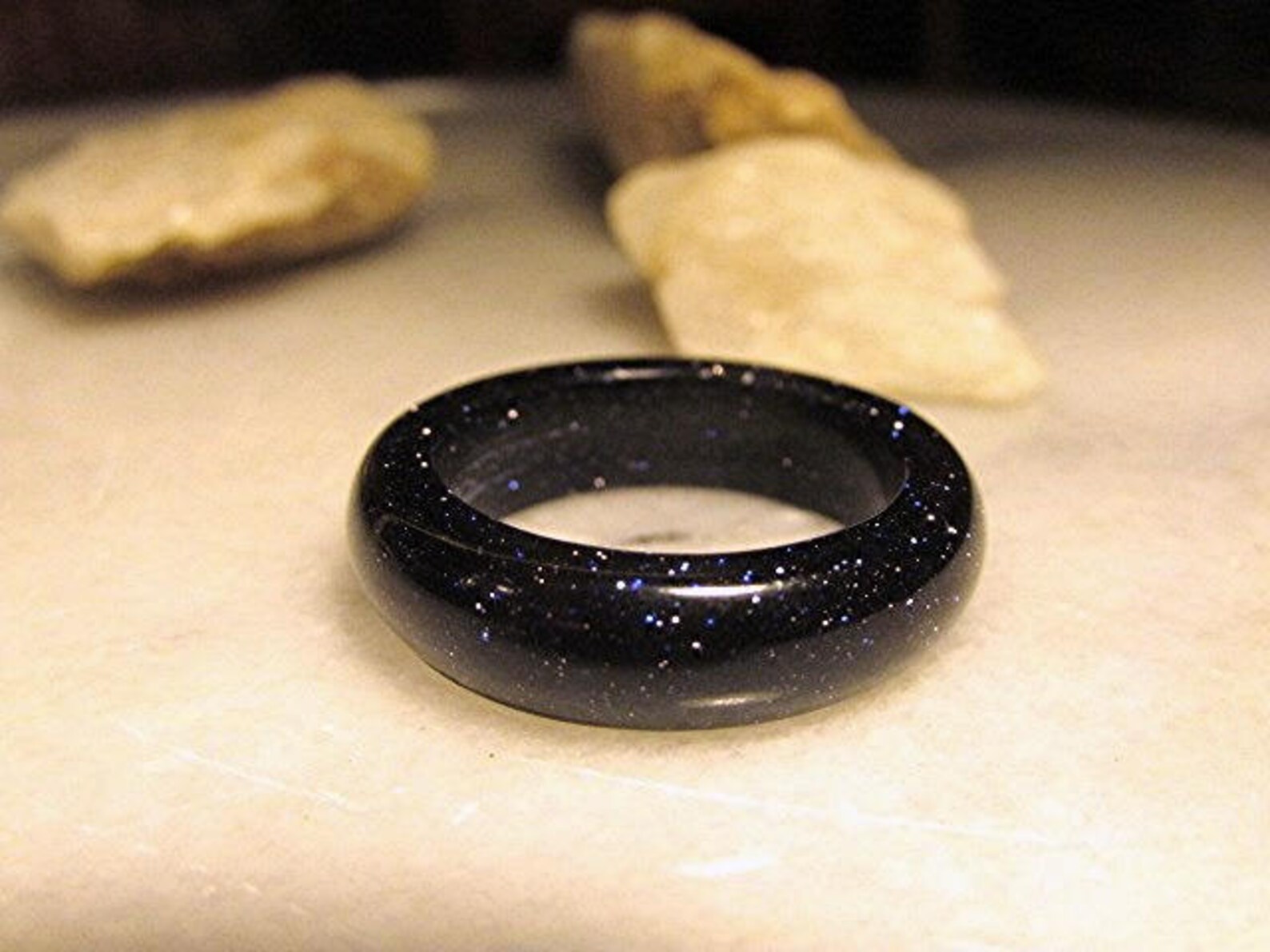 Blue Goldstone Ring Blue Goldstone Solid Gemstone Ring Solid | Etsy