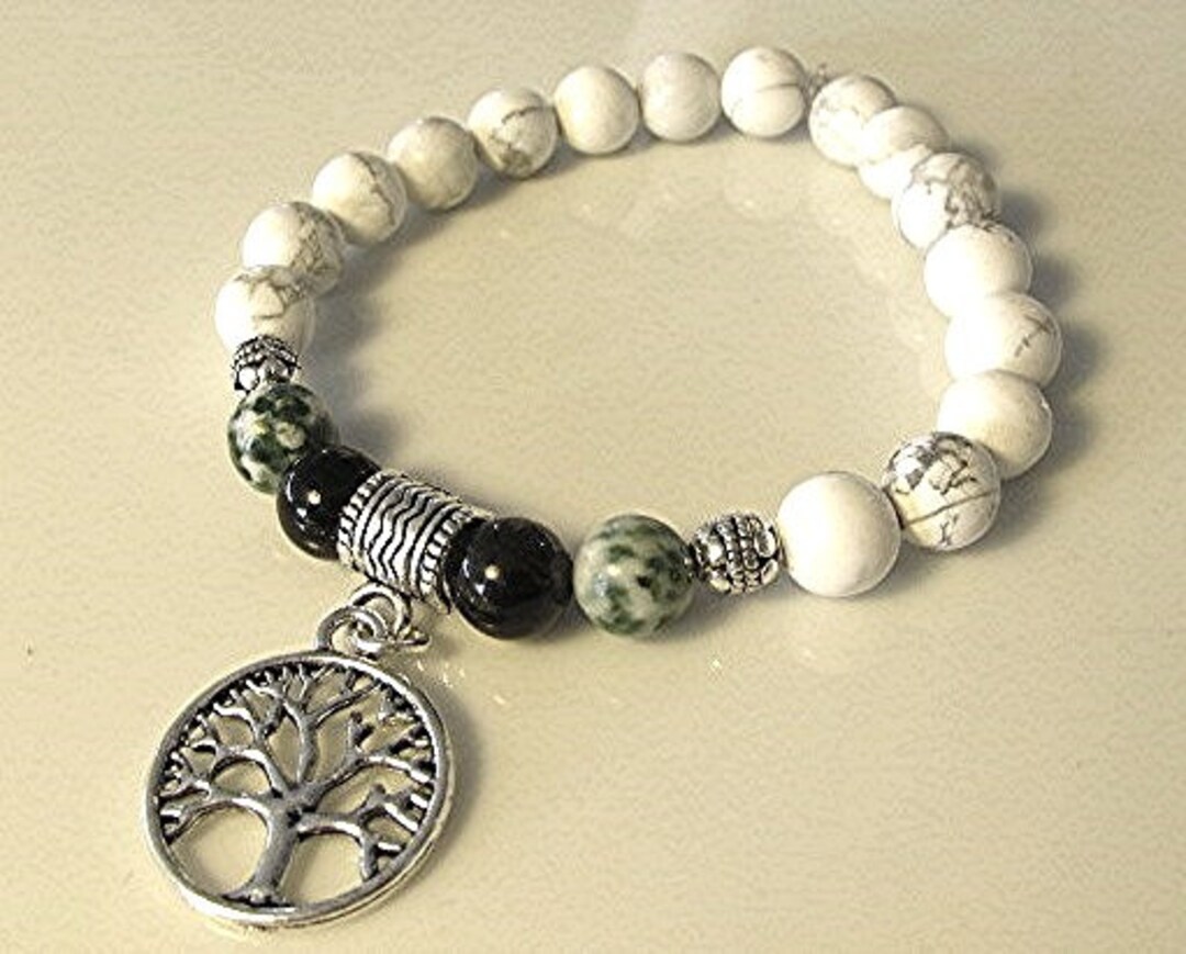 Witte turquoise armband witte edelsteen kralen armband onyx howliet ...