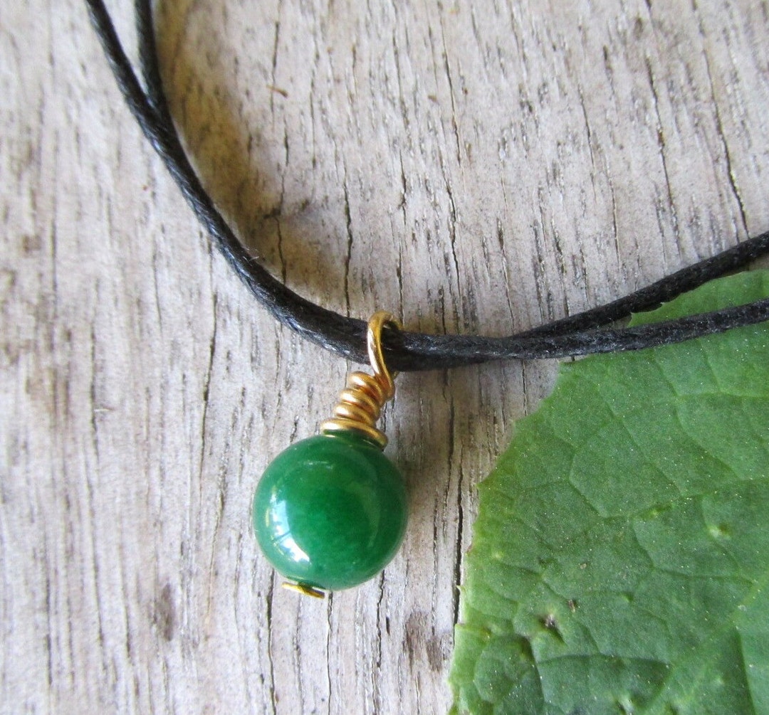 Minimalist Jade Choker Necklace Jade Bead Gemstone Cord Necklace ...