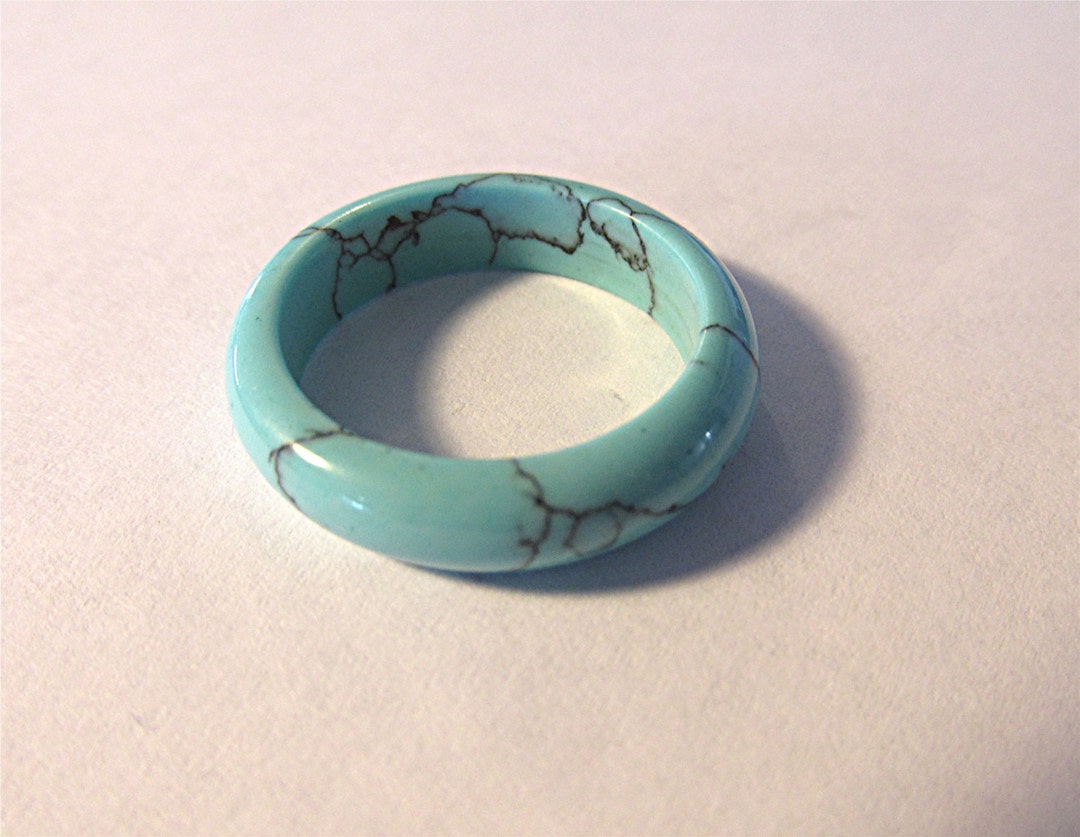 Howlite Turquoise Ring Solid Gemstone Band Solid Gemstone Ring Blue ...