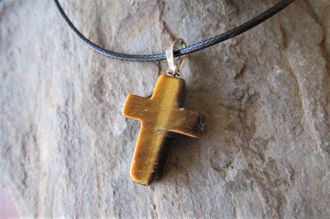 Tigers Eye Cross Crucifix Pendant Necklace Tigers Eye Christian Tigers ...