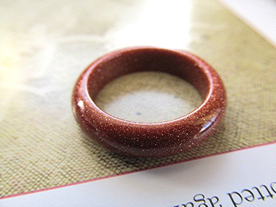 Red Goldstone Ring Solid Gemstone Ring Goldstone Band Solid Gemstone ...