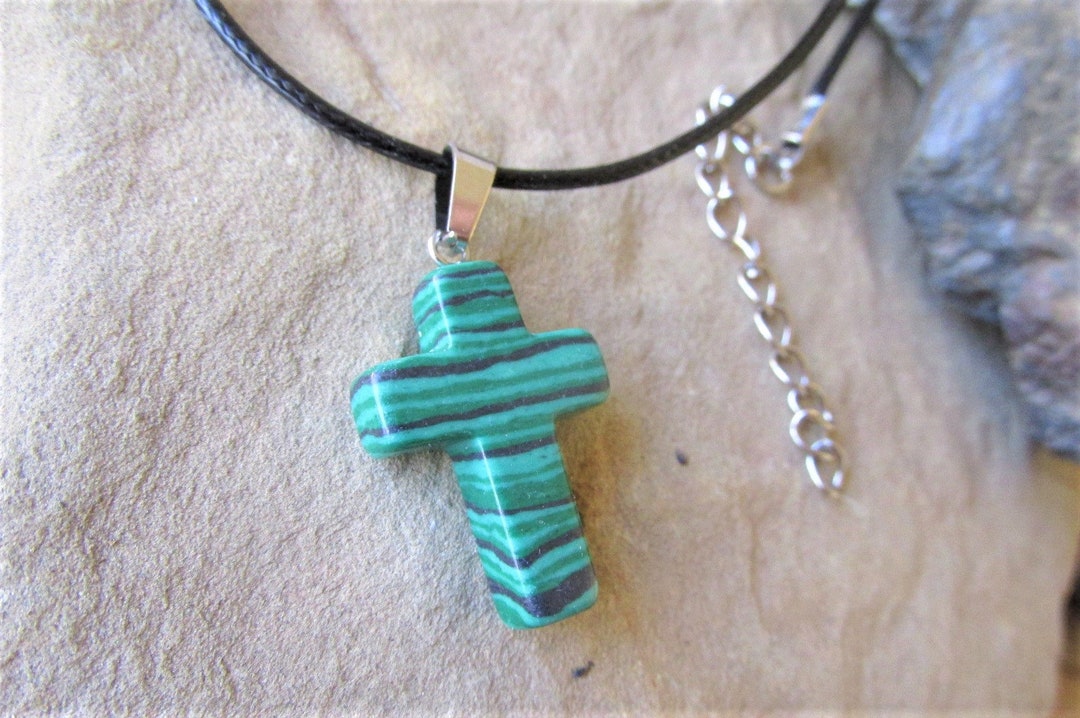 Malachite Pendant Necklace Cross Crucifix Green Malachite Pendant ...