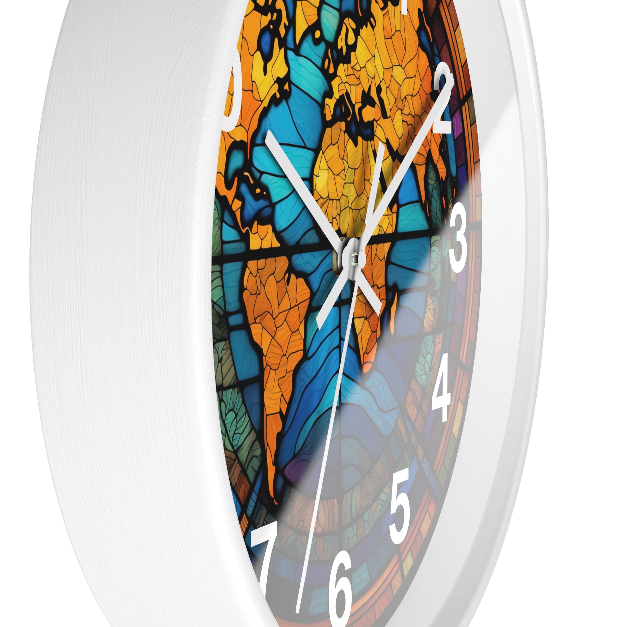 10" Round Wall Clock - World Map Clock - Colorful Wall Clock- Clock ...