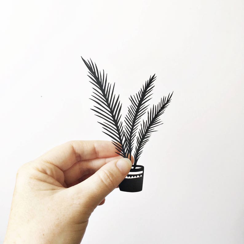 Handmade Papercut French Palm Tree Paper Plant Silhouette Paper Plants ...