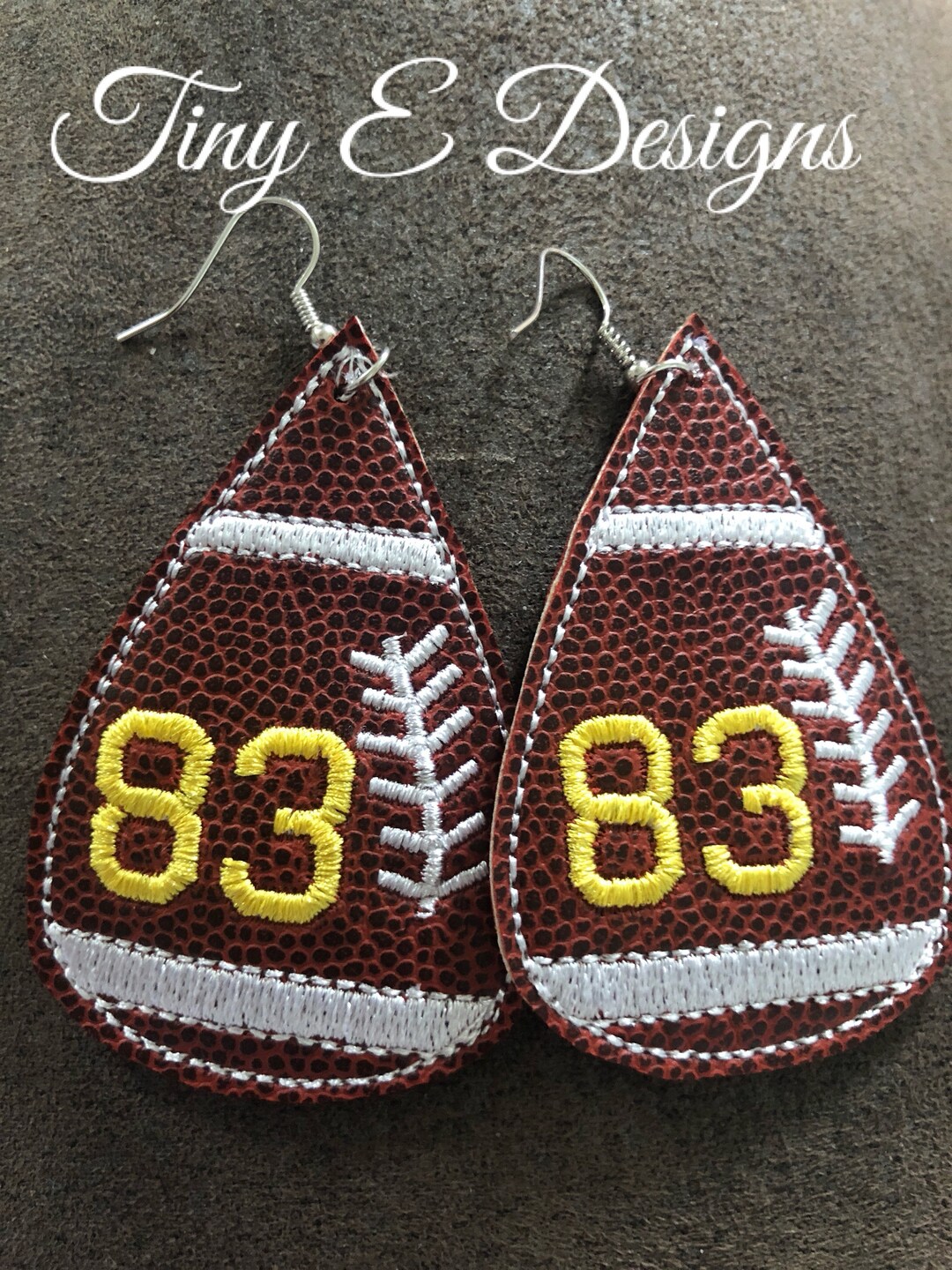 Custom Personalized Embroidered Faux Leather Football Earrings ...