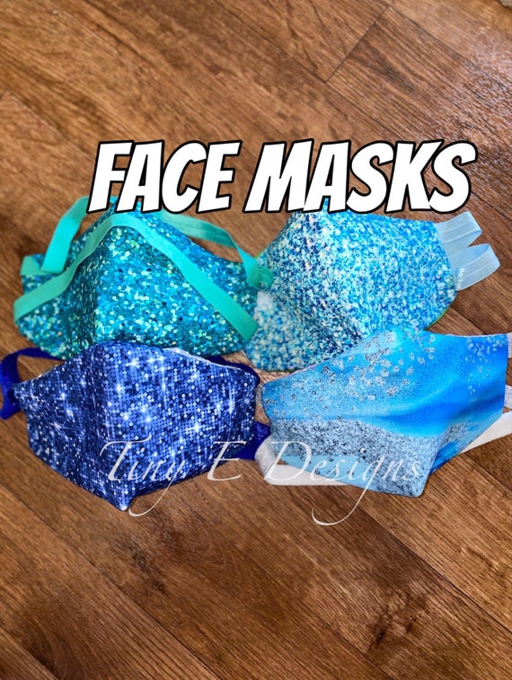 Faux Glitter Face Masks Fitted Cotton Fabric Face Masks | Etsy