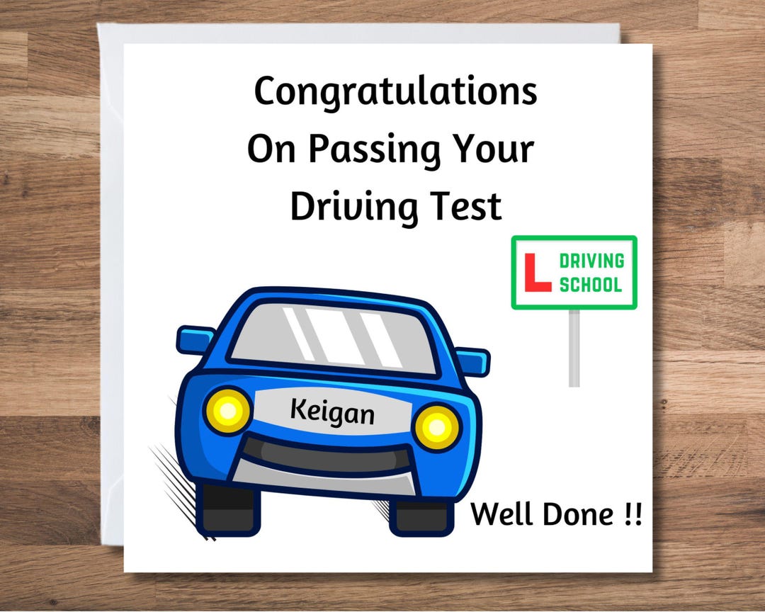 Personalized Driving Test Card: Blue Car Congratulations Card - Etsy