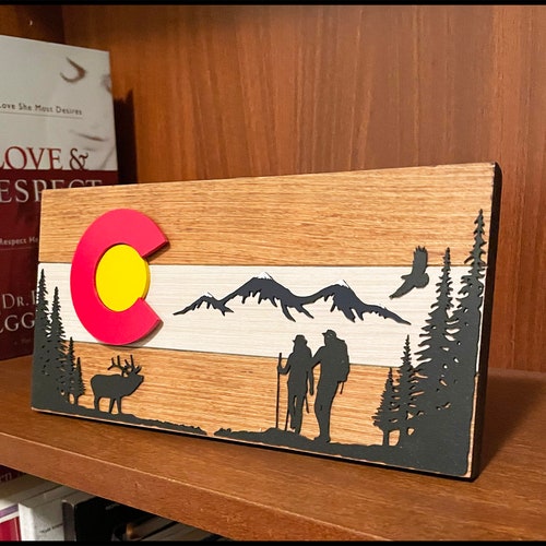 Colorado Wood Flag Rustic Desk-top Version Ski Design - Etsy