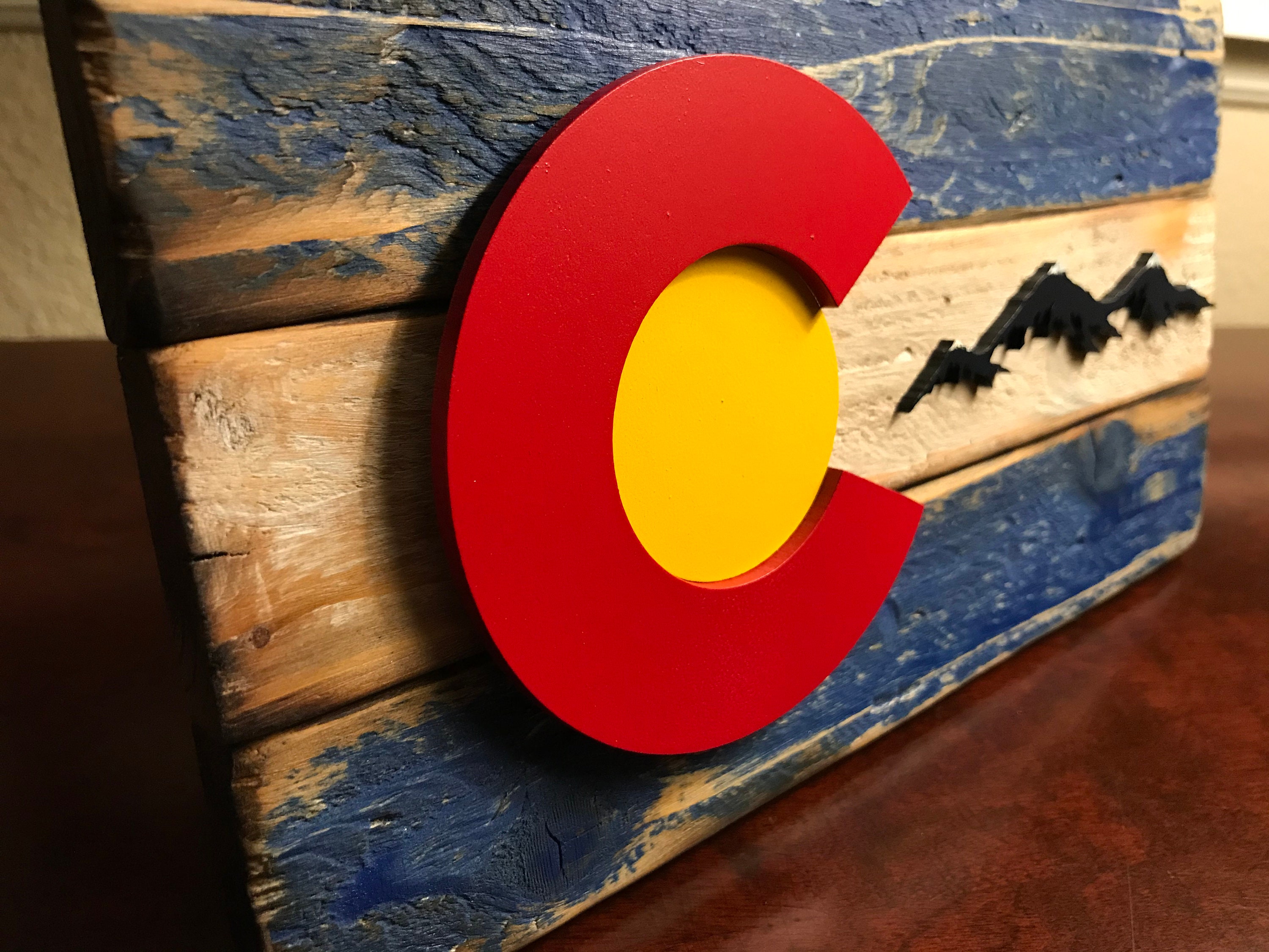 Colorado Wood Flag Rustic Desk-top Version Colorado Gift | Etsy