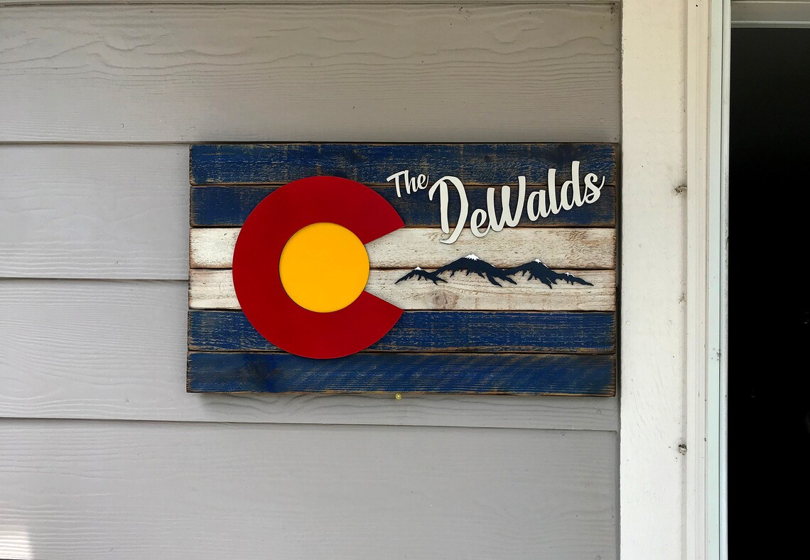 Custom 13x24 Family Name Colorado Flag Sign Colorado - Etsy