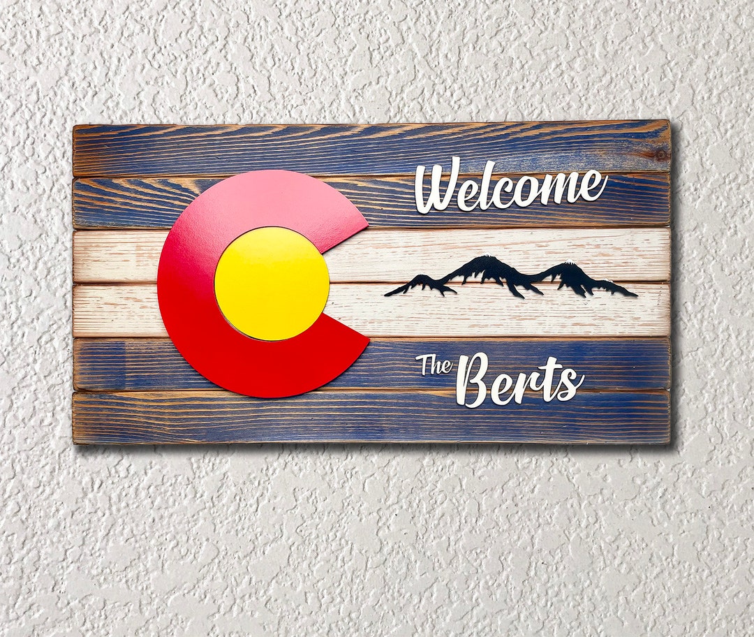 Colorado 16x36" Wood Flag W/ Custom Family Name - Colorado Wood Flag ...