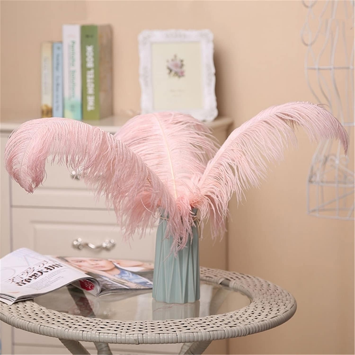 100 PCS Red Bean Paste Ostrich Feather Wedding Party Prom Charity Party ...