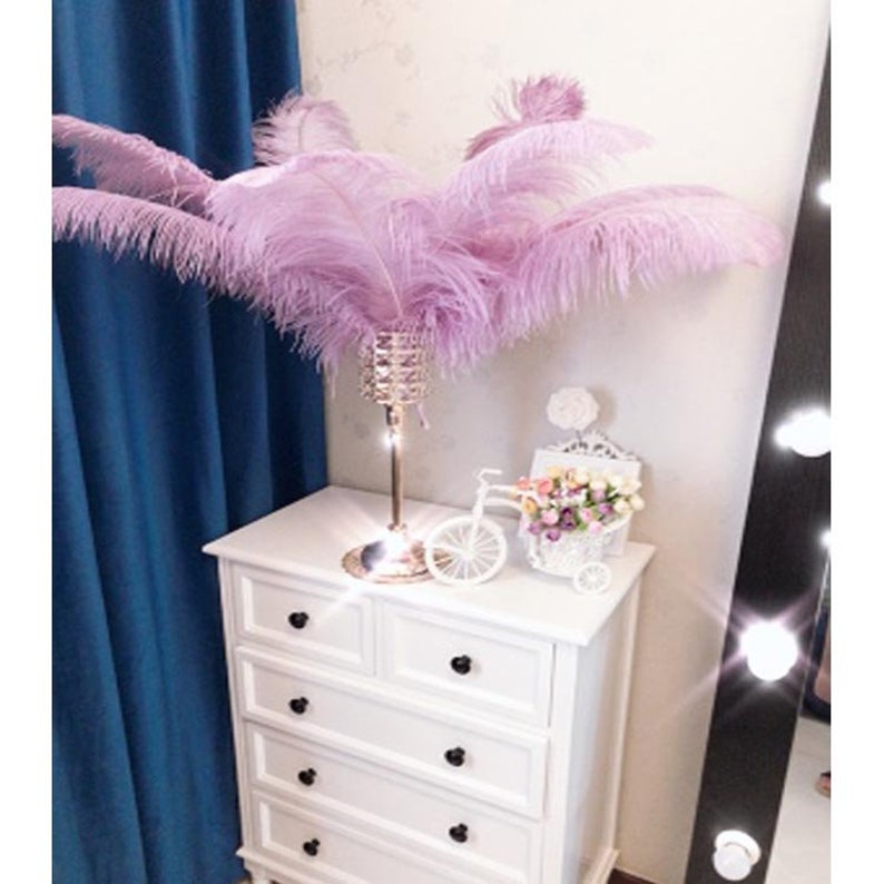 100 PCS Light Purple Ostrich Feather Wedding Party Prom Charity Party ...
