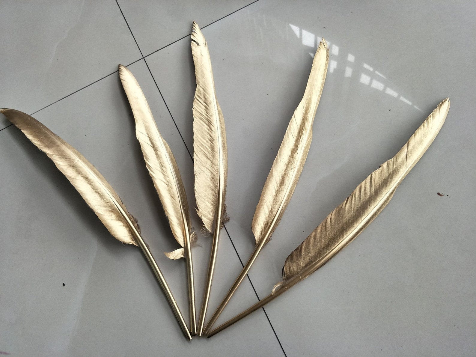 Beautiful Handmade Gold Feather Wholesale 10-100PCS 12-14 Inch | Etsy