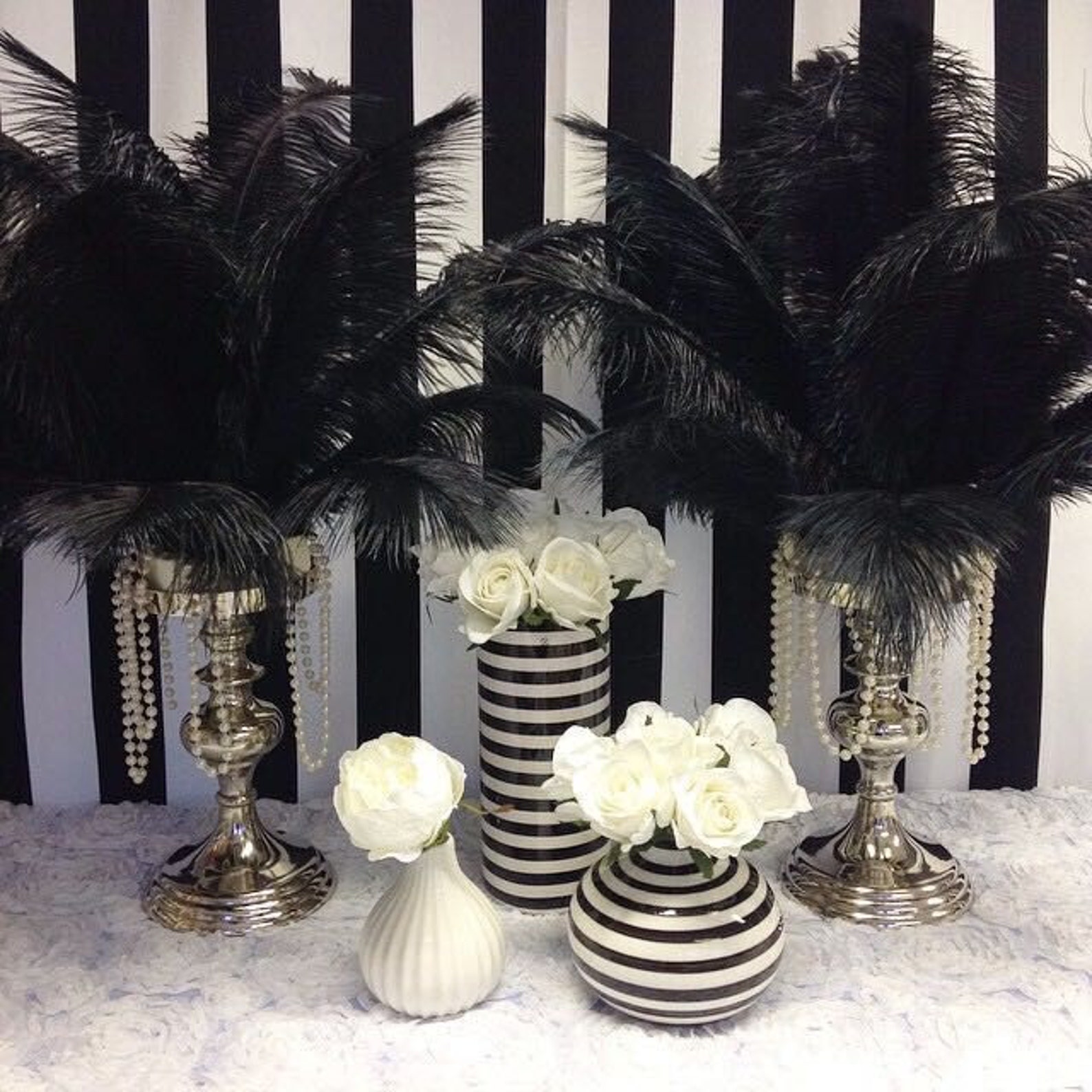 AAA 100PCS Black Ostrich Feathers DIY Wedding Decorations Party DIY ...
