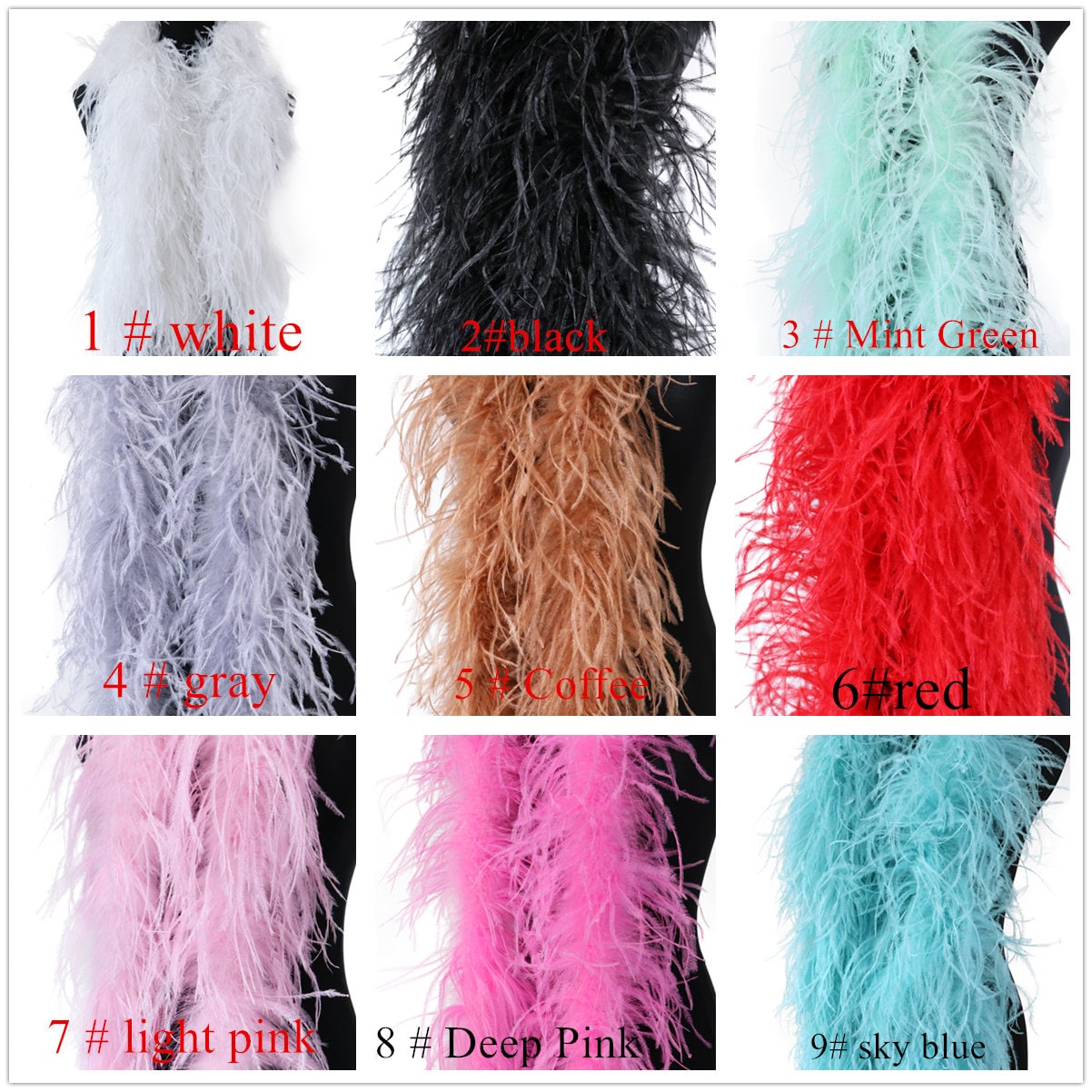 2 Meter Ostrich Feather Boa Shawl Vintage High Quality Fluffy Ostrich ...
