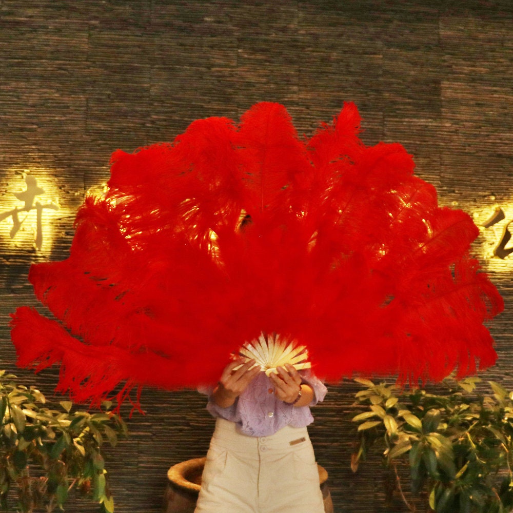 Ostrich Feather Fan Dance Shooting Photo Decoration Wedding Carnival ...