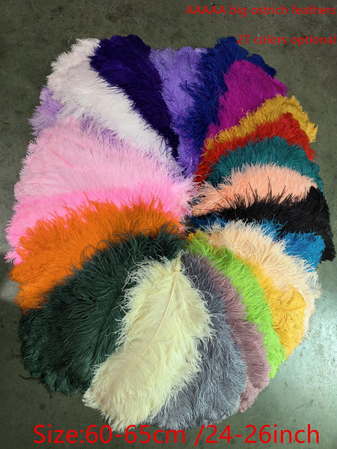 AAAAA Ostrich Feather High Quality 24-26"/60-65cm Pure 27 Colors ...