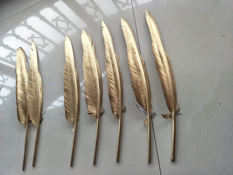Beautiful Handmade Gold Feather Wholesale 10-100PCS 12-14 Inch | Etsy
