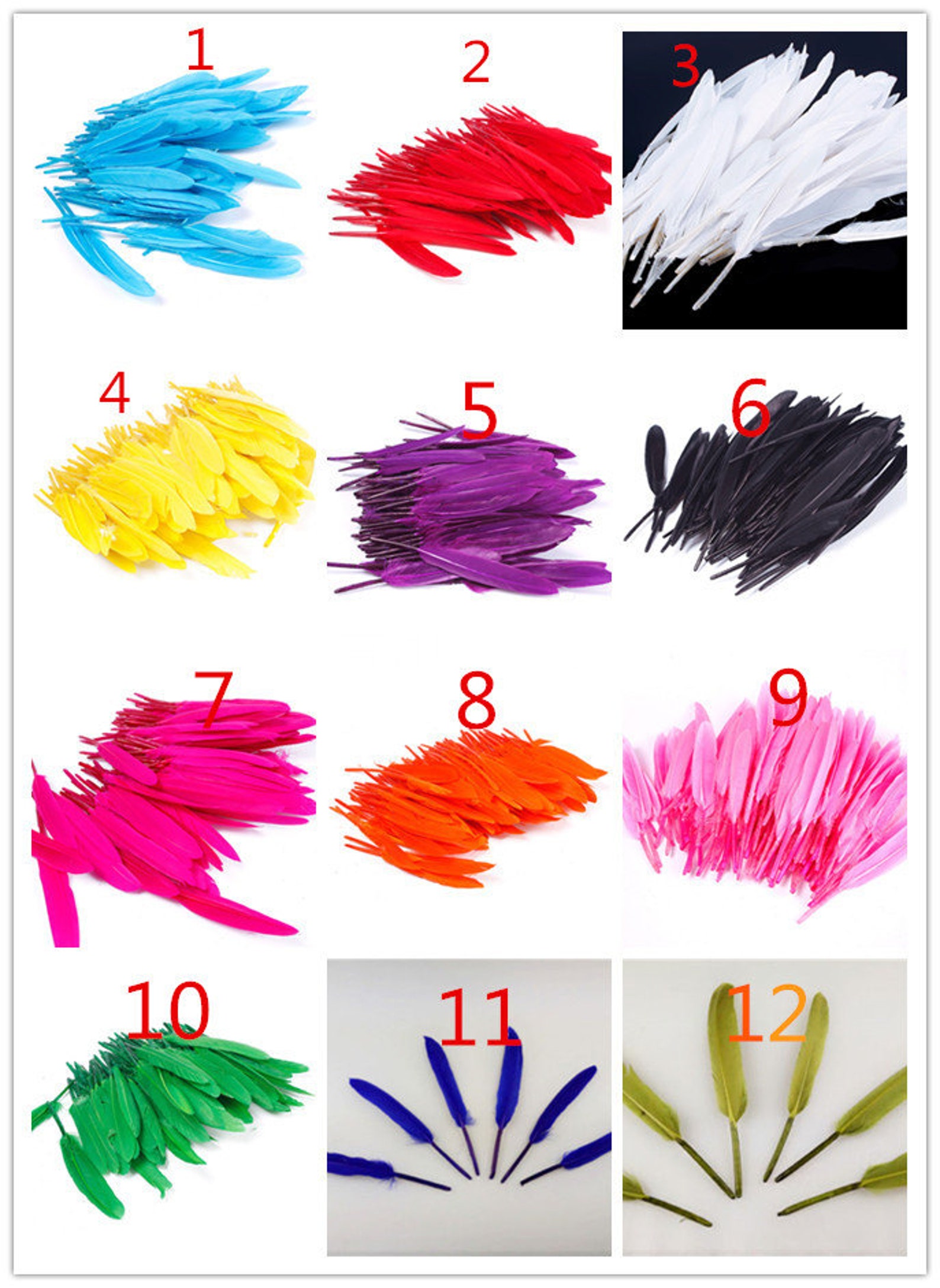 12 Colors Feather 4-6 Inch 100PCS Pack DIY Decorative Feathers Free ...