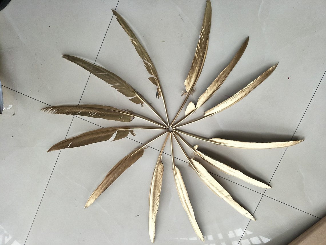 Beautiful Handmade Gold Feather Wholesale 10-100PCS 12-14 Inch | Etsy