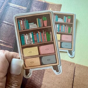 Charming Bookcase Sticker, Hand-drawn Vinyl Waterproof Sticker, Book ...