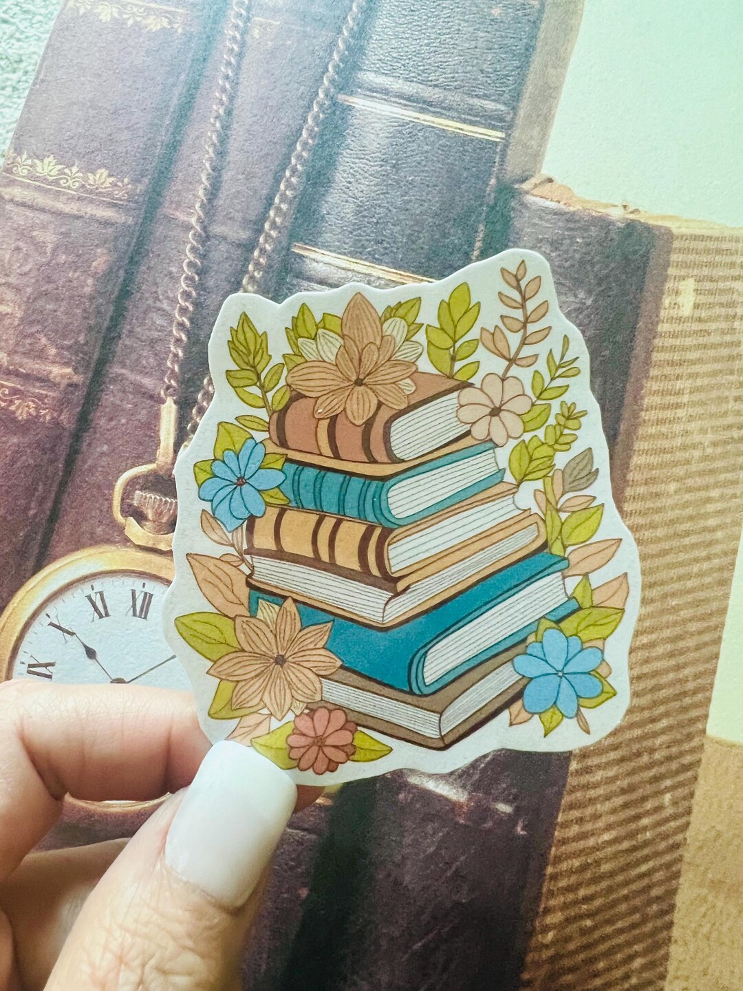 Autumn Vibes Bookish Sticker, Hand-drawn Waterproof Matte, Fall Floral ...